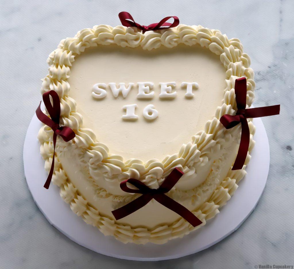 Vintage Ribbon Heart Cake | Vanilla Cupcakery